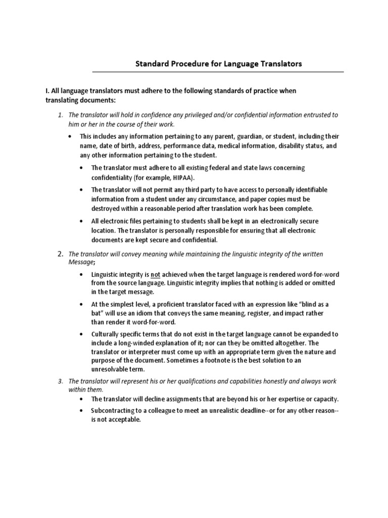 Translator Guidelines & Standards | PDF | Translations | Bracket