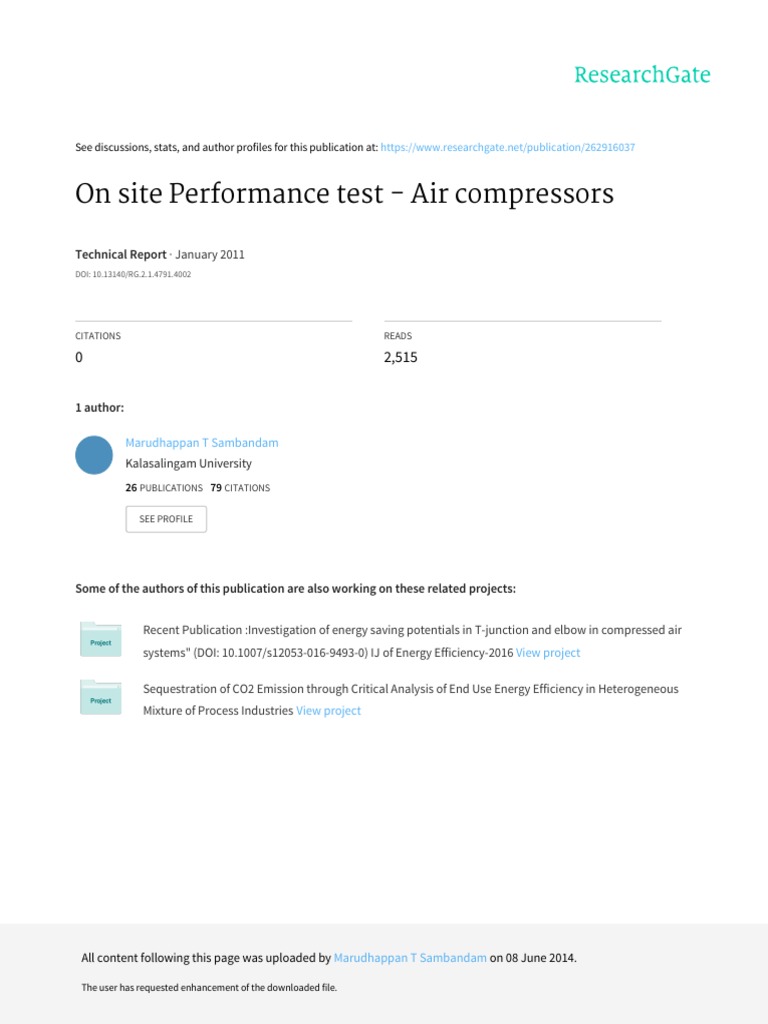 On Site Air Compressor Capacity Test | PDF | Engineering | Pressure