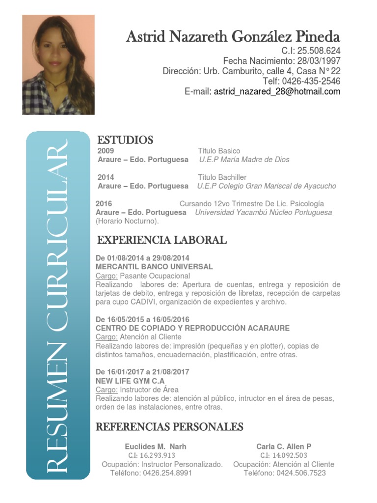 Curriculum Astrid | PDF | Educación avanzada