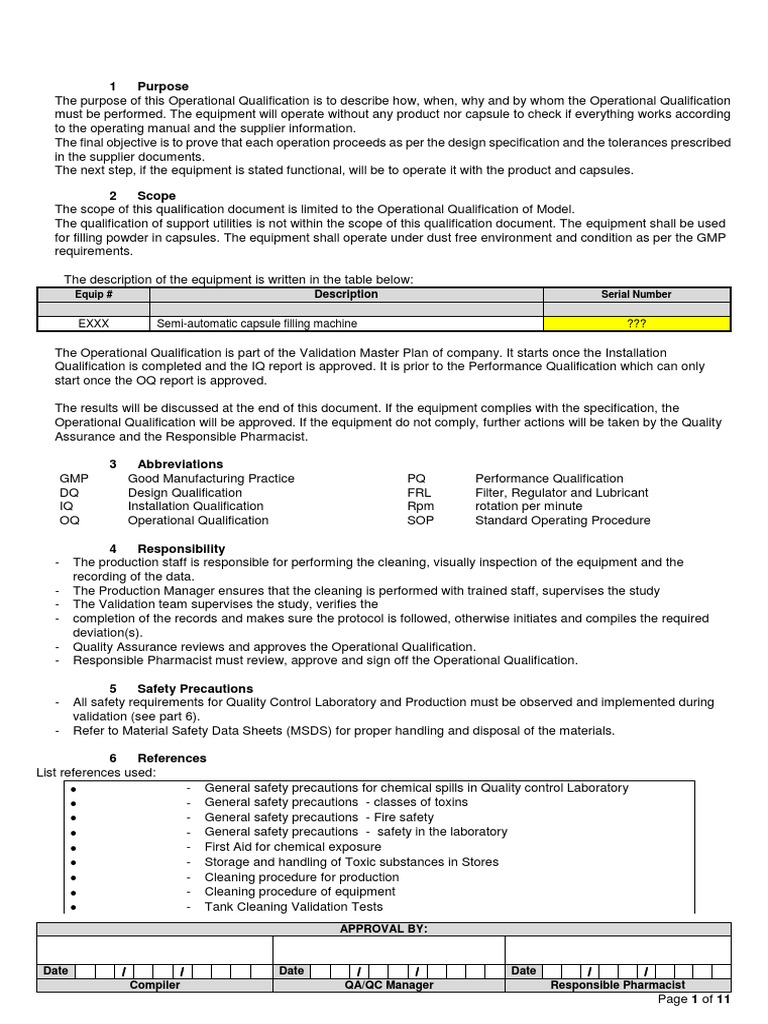 OQ Protocol Capsulating Machine | PDF | Verification And Validation ...