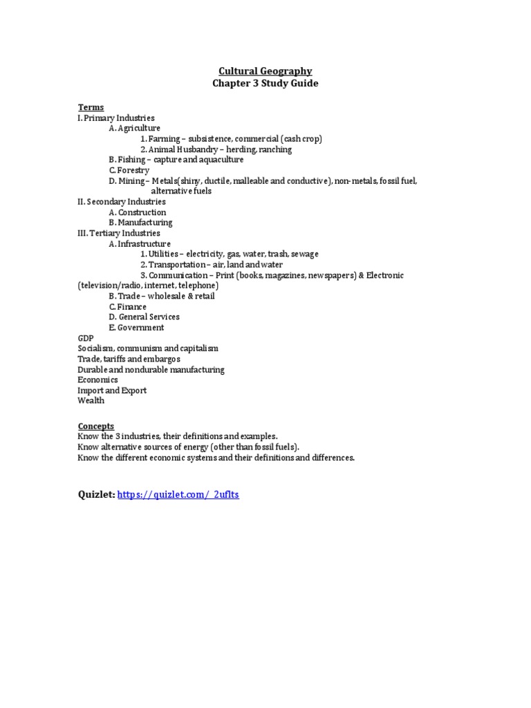 Geography CHPT 3 Study Guide | PDF | Travel
