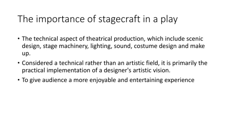 Importance of Stagecraft in Theater | PDF