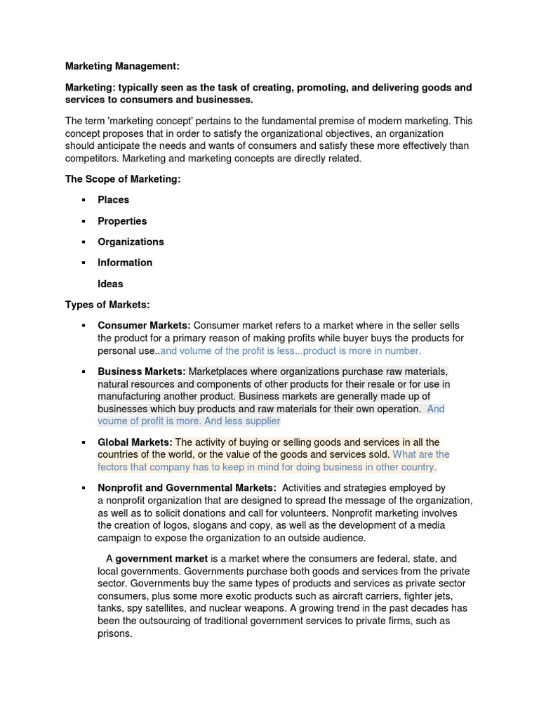 Marketing Management | PDF | Sales | Marketing