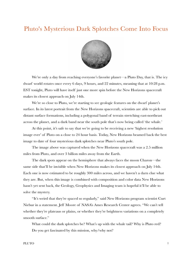 Pluto Mission | PDF | Social Science | Science & Mathematics