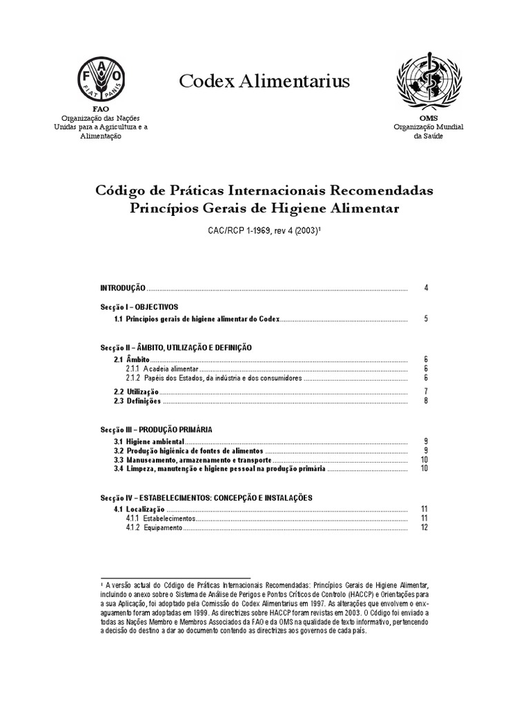 Codex Alimentarius | PDF | Análise de perigos e pontos críticos de ...