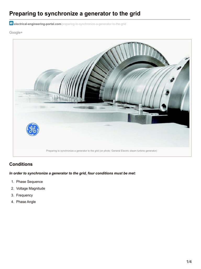 Synchronization To The Network | PDF | Electric Generator | Electrical Grid