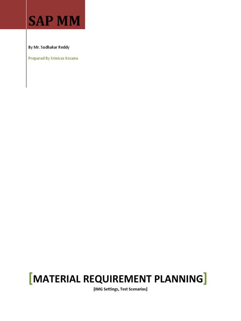 Sap MM: Material Requirement Planning | PDF | Procurement | Forecasting