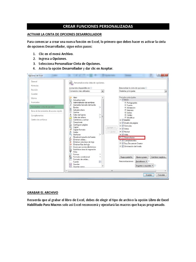 Crear Funciones Personalizadas | PDF | Microsoft Excel | Variable ... Crear Funciones Personalizadas | PDF | Microsoft Excel | Variable ...