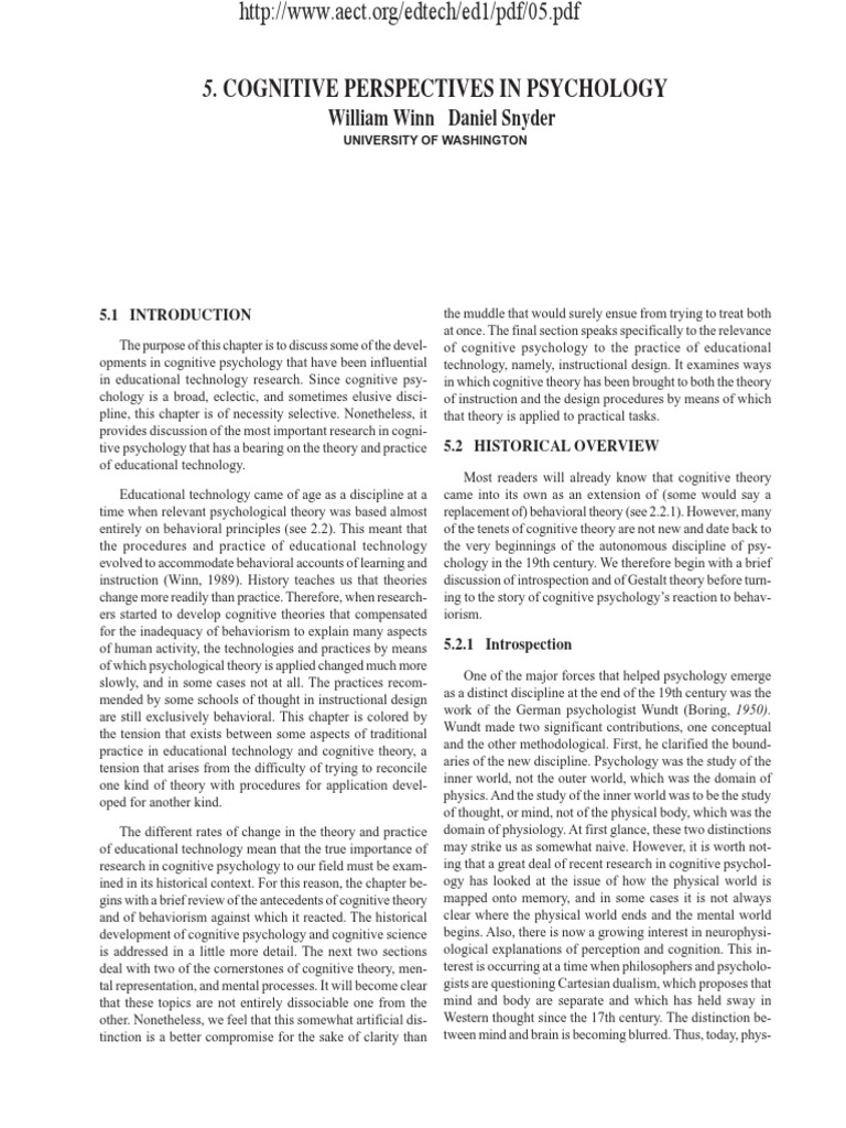 Cognitive Perspectives in Psychology | PDF | Schema (Psychology ...