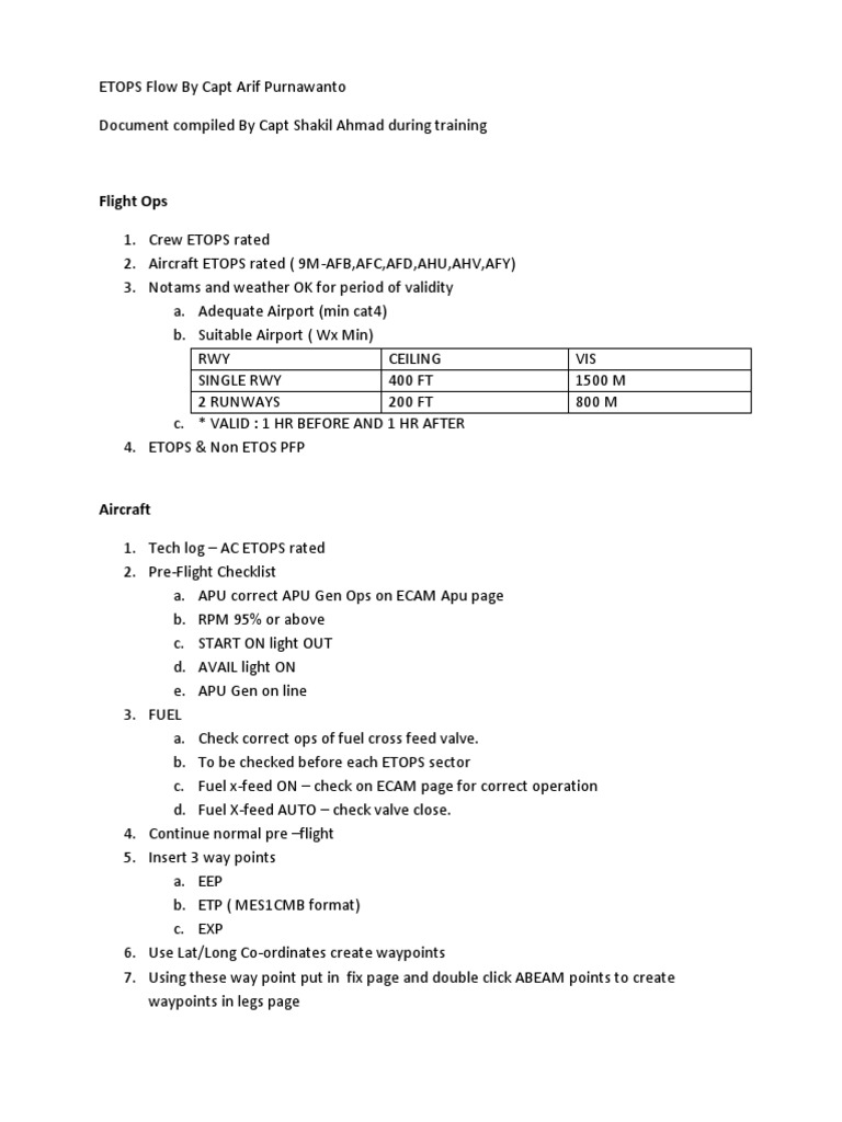 Etops Worksheet and Reference Aa PDF | PDF | Flight | Aviation