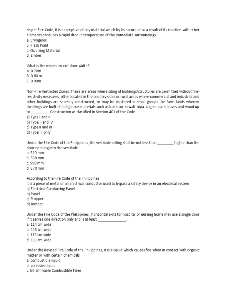 Fire Code Questionnaires | PDF | Fire Sprinkler System | Fire Safety