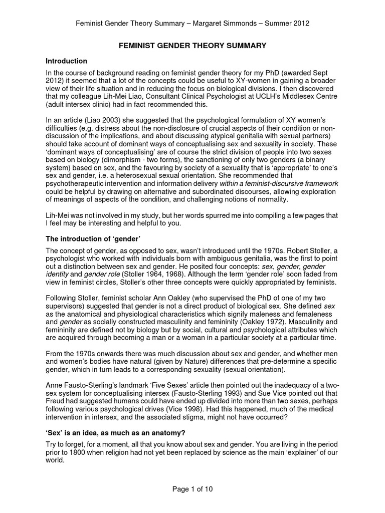 Gender Theory Summary PDF | PDF | Gender | Gender Studies