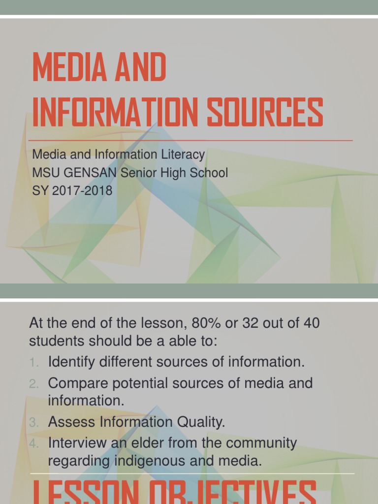 MIL - Chapter 5 Media and Information Sources | PDF | Information ...