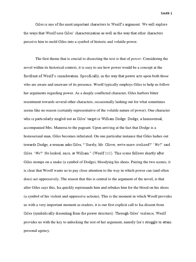 Giles Is One of The Most Important Characters To Woolf | PDF | Social ...