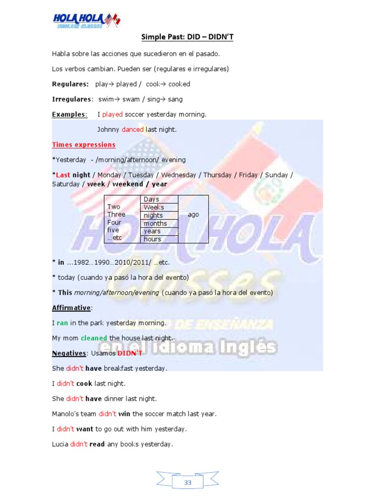 Simple Past: Usage of Did and Was/Were | PDF | Linguistics | Grammar