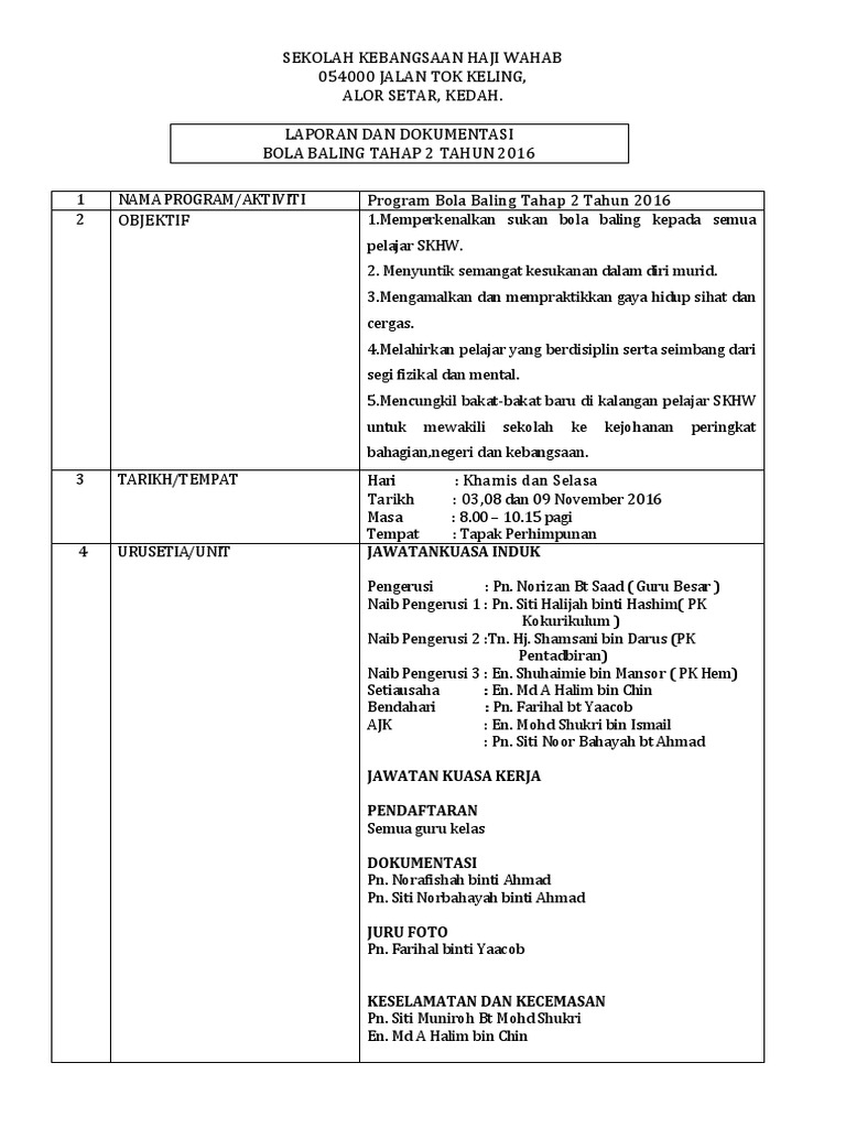 Dokumentasi Dan Laporan Bola Baling | PDF
