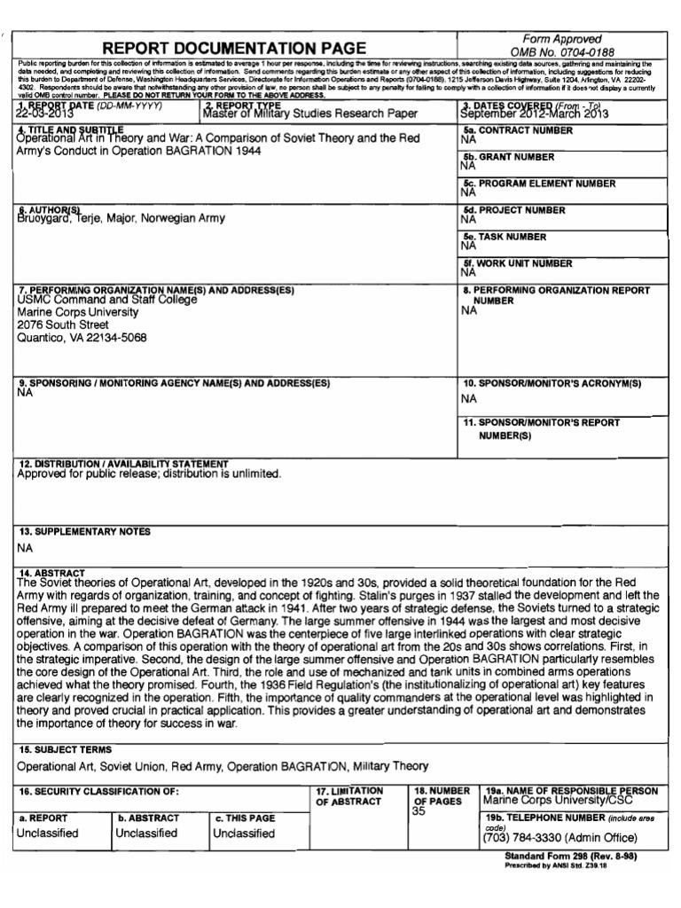 Report Documentation Page: Gate R Po WT P.E Dtte Co R F | PDF | Red ...