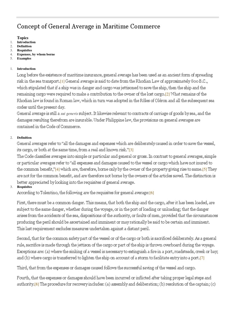 Concept of General Average in Maritime | PDF | Marine Salvage | Ships