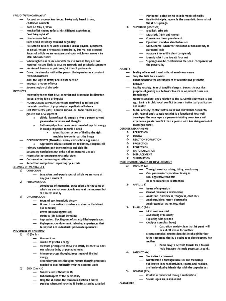 Freud's Psychoanalysis Overview | PDF | Id | Unconscious Mind