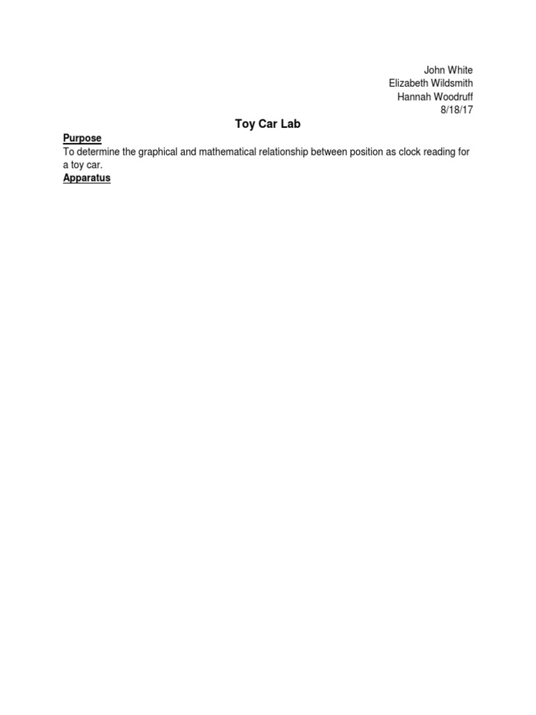 Toy Car Lab Purpose Pdf