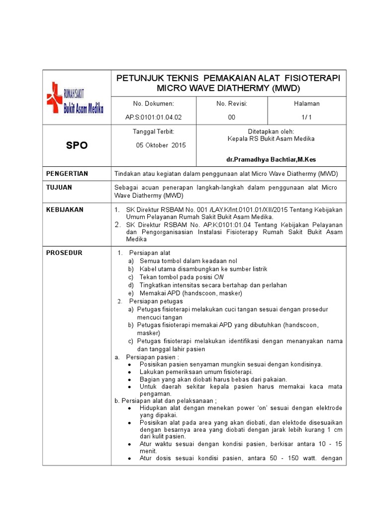 2 Pemakaian Alat Fisoterapi MWD | PDF