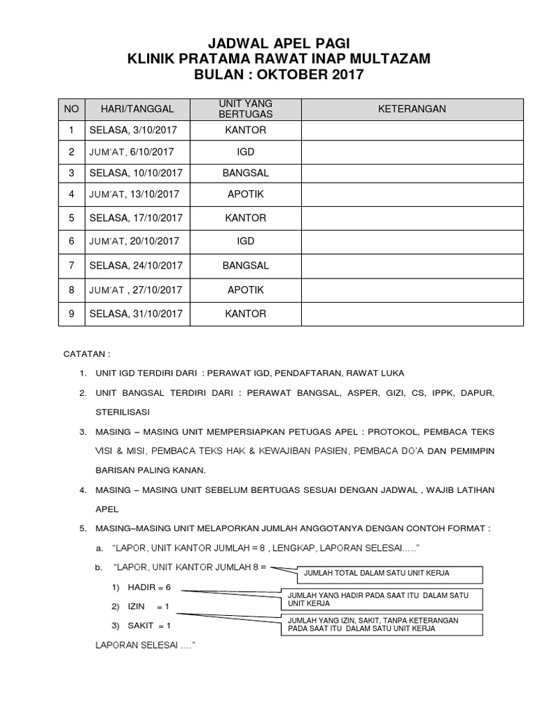 Jadwal Apel Pagi | PDF