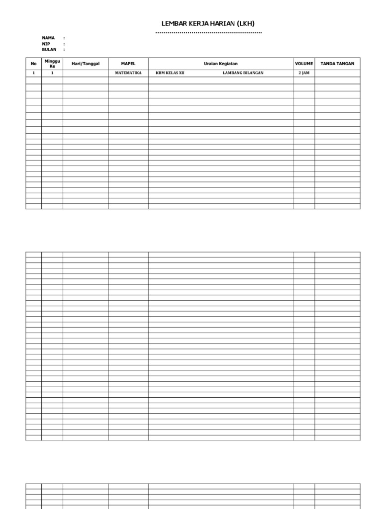 Contoh LKH Guru | PDF