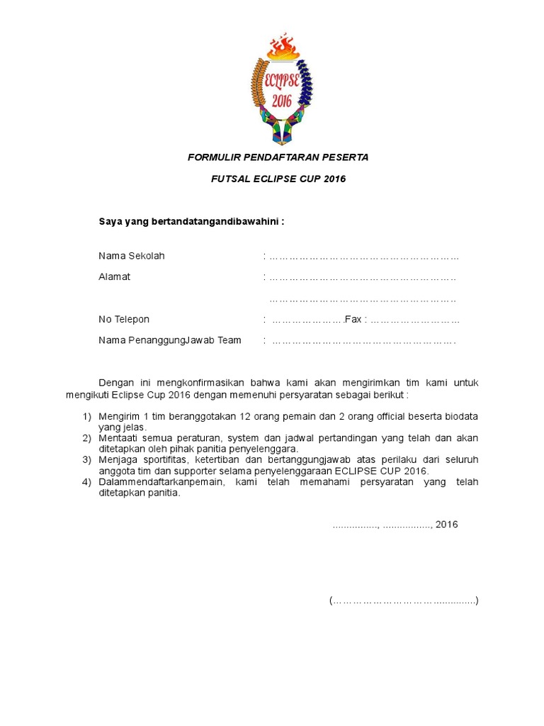 Formulir Futsal Sma | PDF