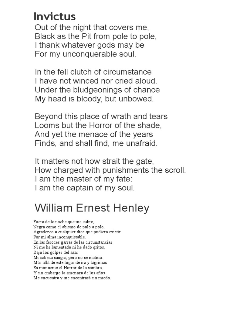 Invictus: William Ernest Henley | PDF | Language Arts & Discipline | Poetry