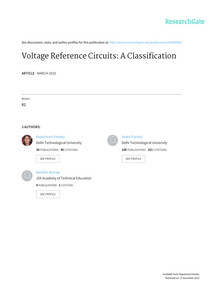 Voltage Reference Circuits Overview | PDF | Mosfet | Operational Amplifier