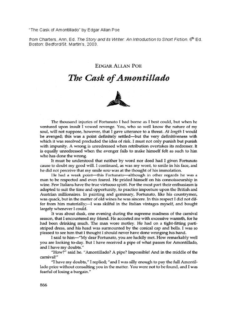 The Cask of Amontillado - Edgar Allan Poe PDF | PDF | Poetry | Classics