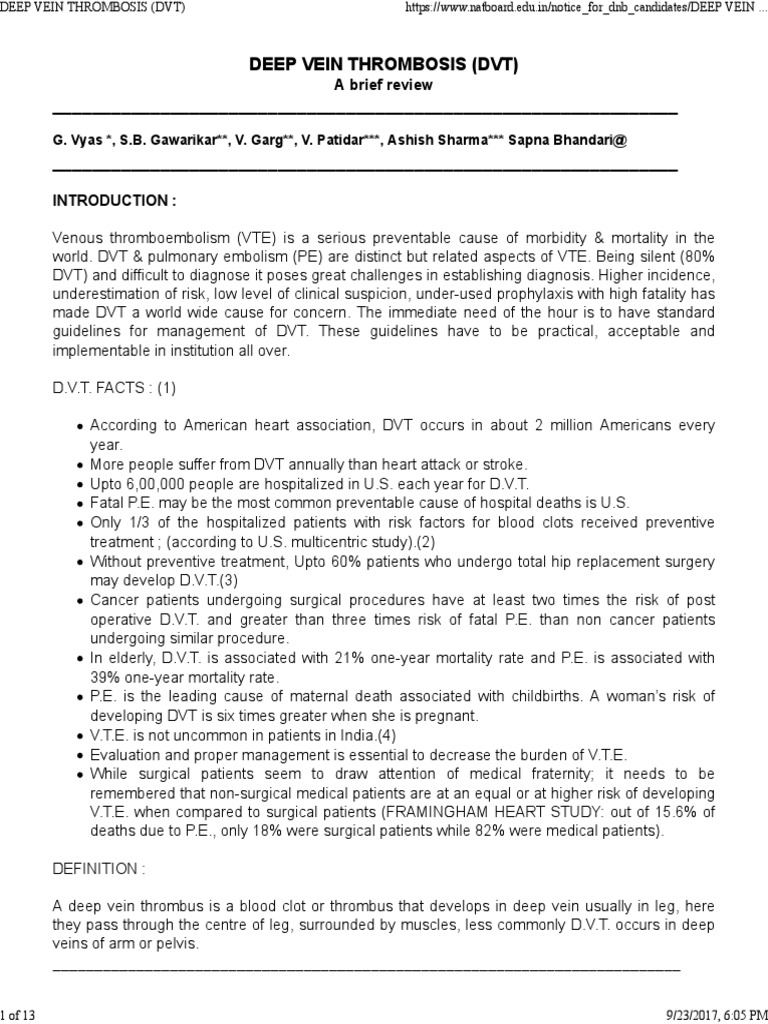 Deep Vein Thrombosis (DVT) | PDF | Thrombosis | Vein