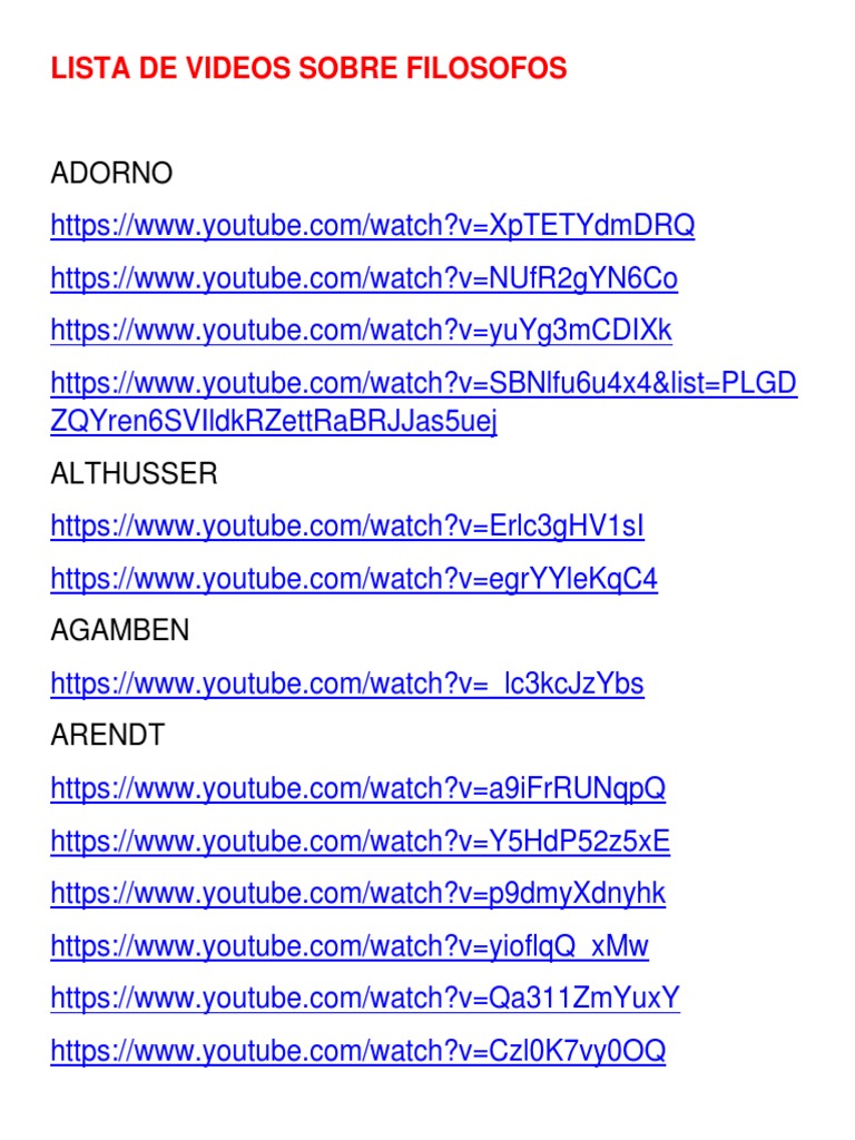 LISTA VIDEO Sobre Filosofos | PDF | Theories Of Aesthetics | Western Philosophy