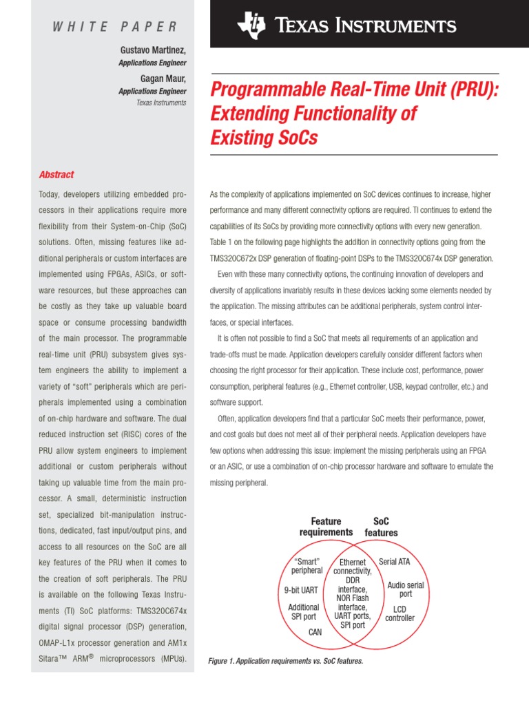 Programmable Real-Time Unit (Pru) : Extending Functionality of Existing Socs | PDF | System On A ...