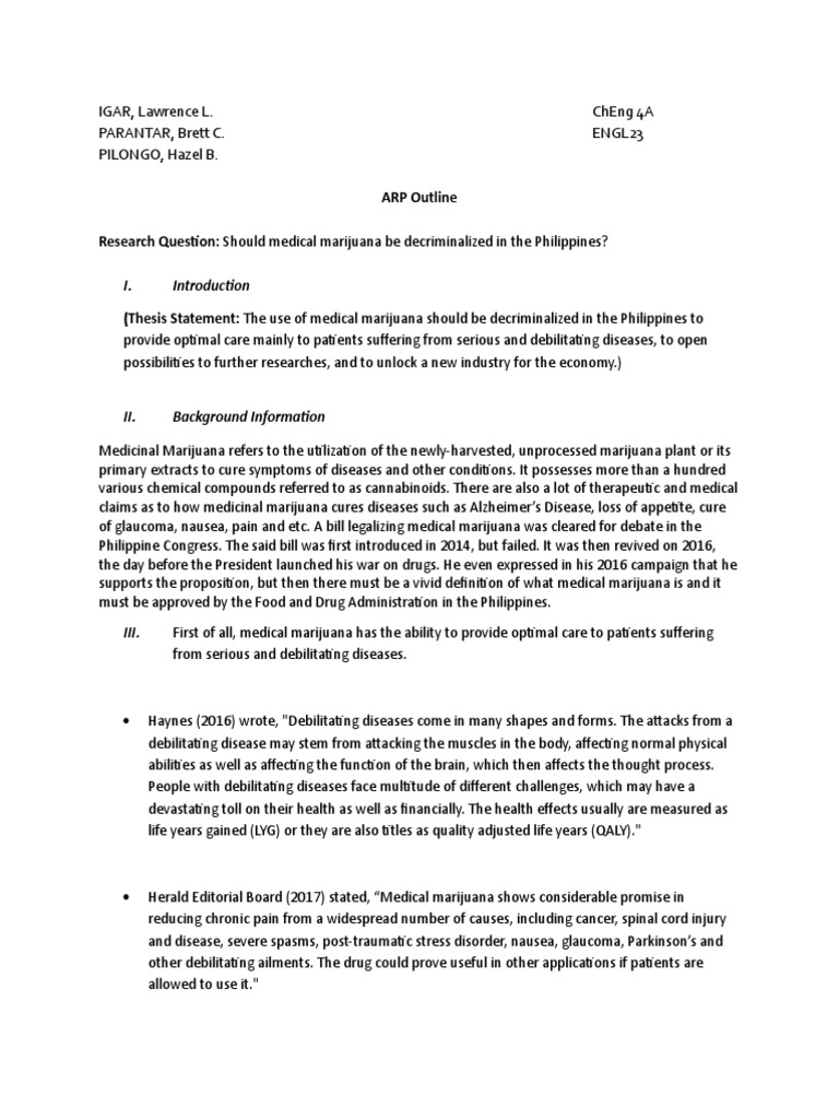ARP Outline With Quotes Complete | PDF | Medical Cannabis | Controlled ...