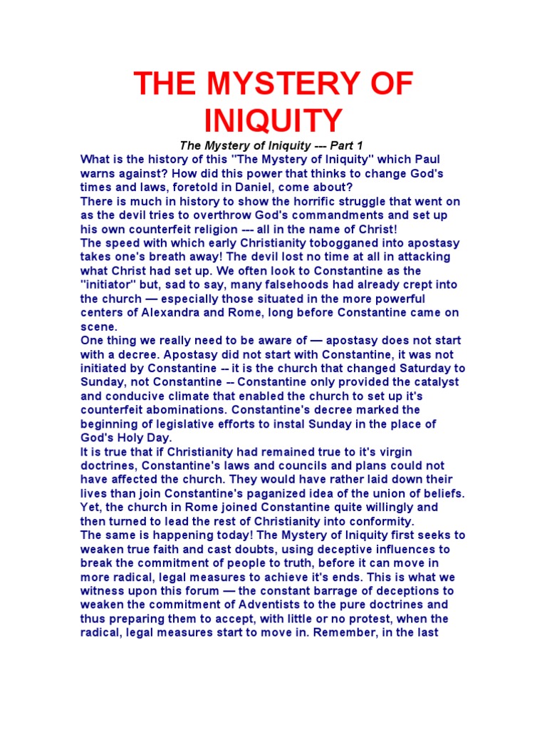 The Mystery of Iniquity | Download Free PDF | Gnosticism | Saint Patrick