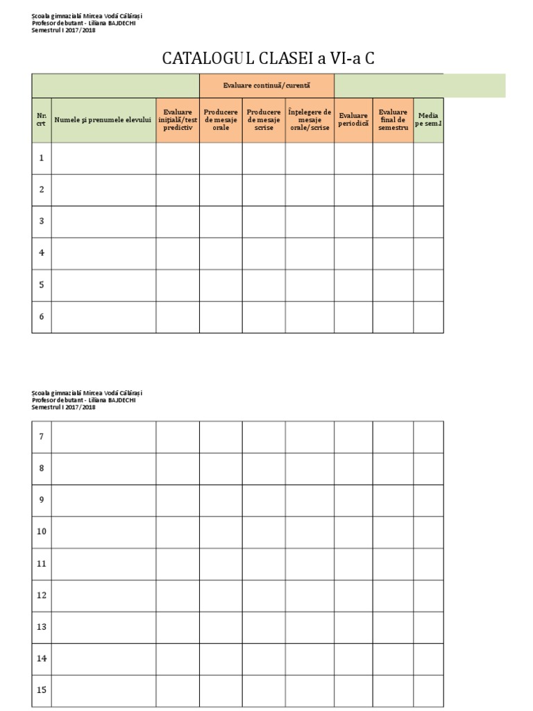 Catalogul clasei_GIMNAZIU