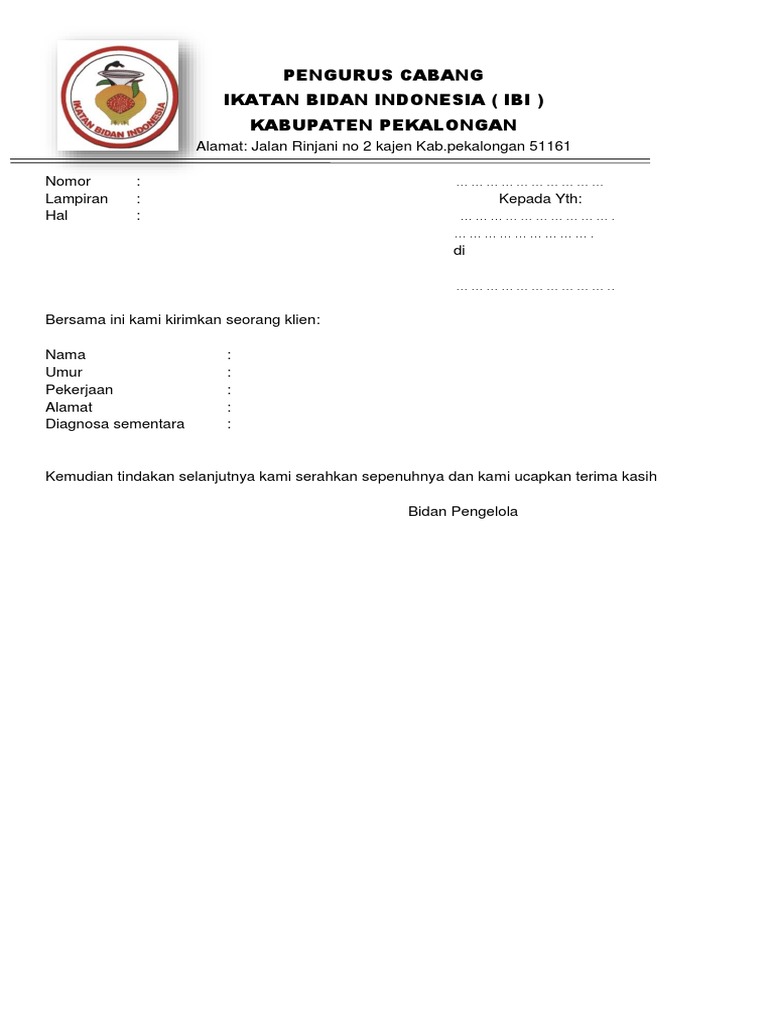 Blangko Rujukan Bidan | PDF