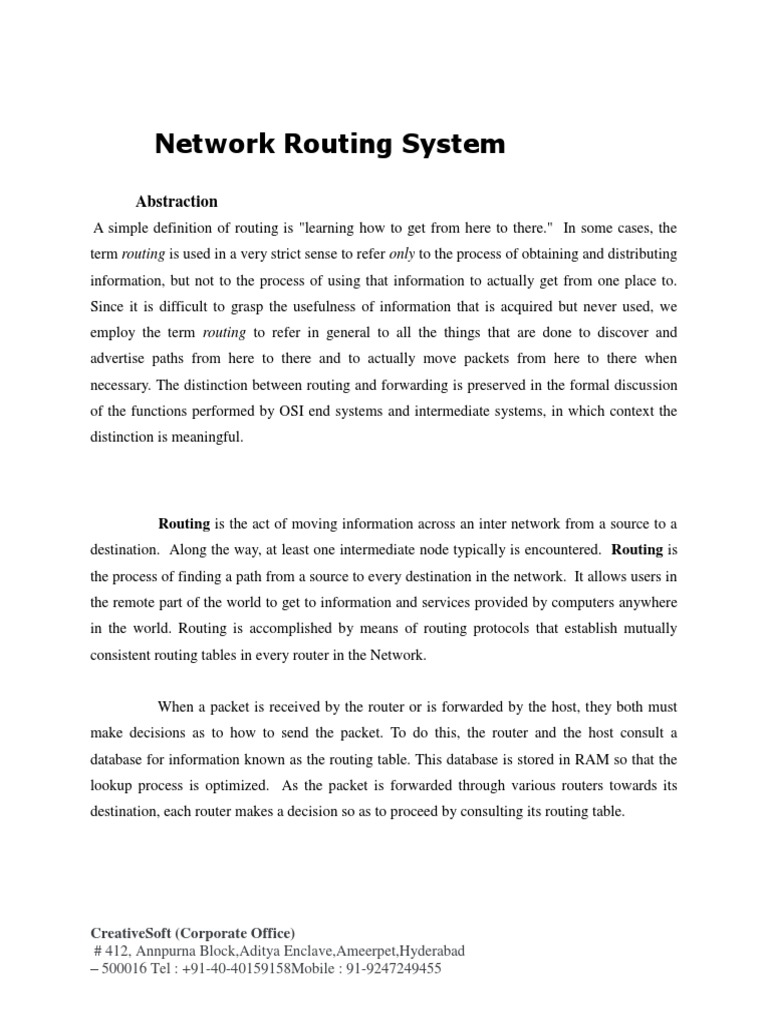 Network Routing System Abstract | PDF