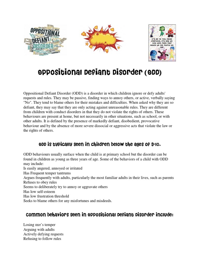 Oppositional Defiant Disorder (ODD) : ODD Is Typically Seen in Children ...