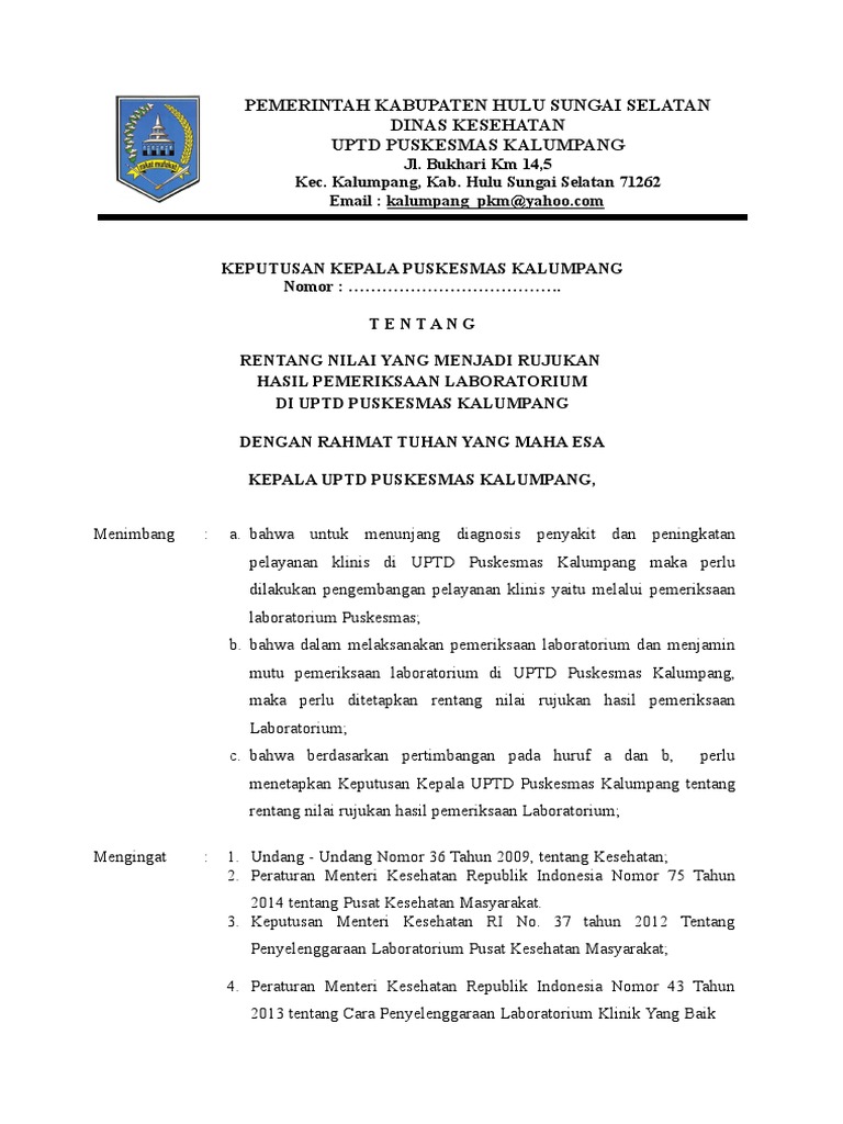 SK Rentang Nilai Yang Menjadi Rujukan Hasil | PDF SK Rentang Nilai Yang Menjadi Rujukan Hasil | PDF