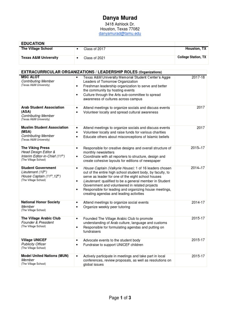 Resume VF 2017 | Download Free PDF | Sports | Further Education