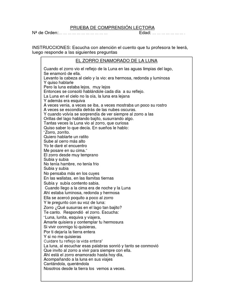 Prueba de Comprensión Lectora | PDF | Luna | Ocio