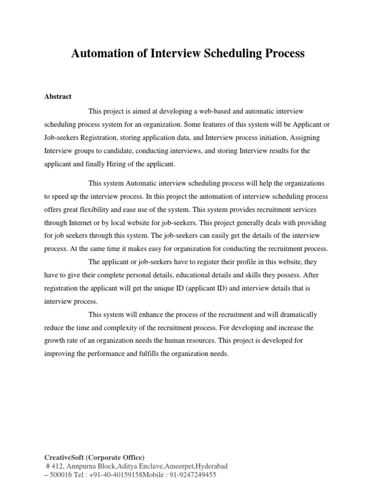 Automation of Interview Scheduling Process Abstract | PDF | Recruitment ...