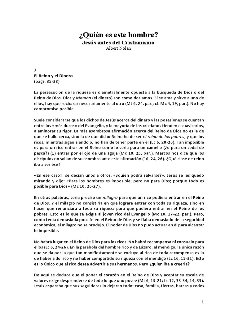 El Reino y El Dinero. | PDF | Reinado y reino de dios | Jesús