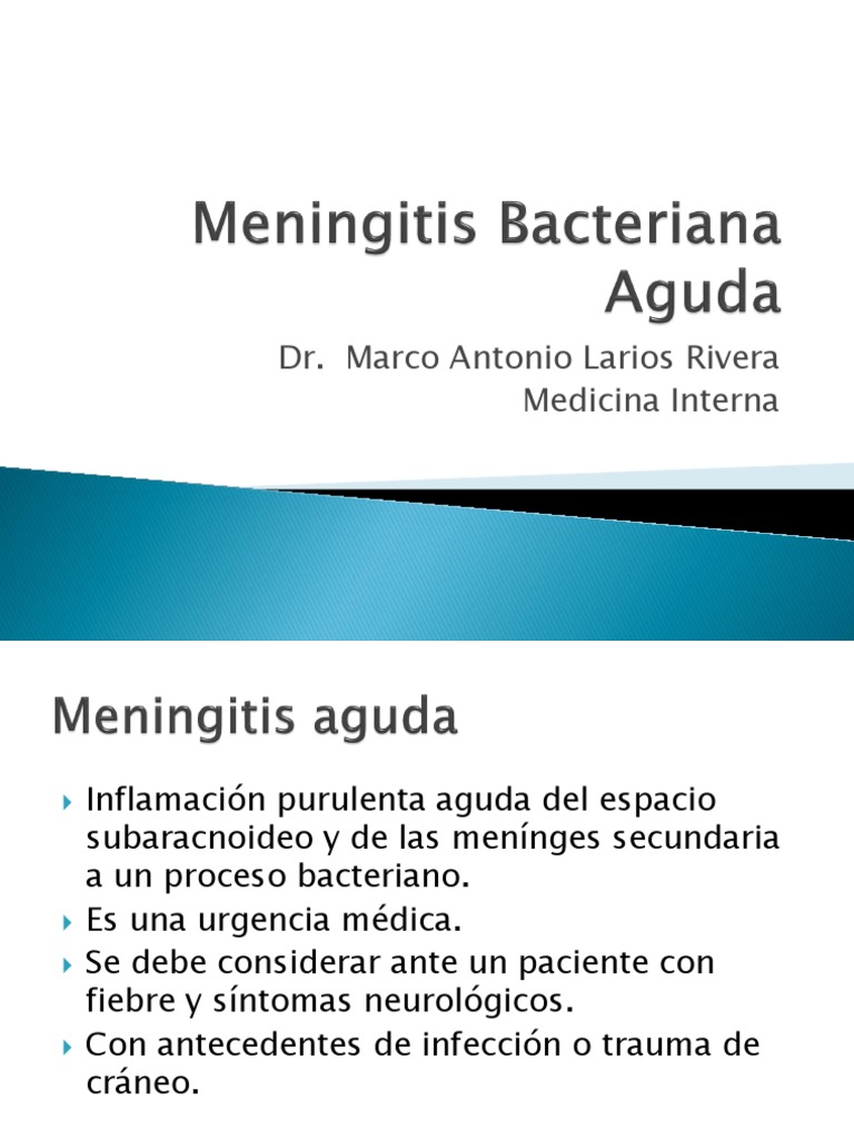 Meningitis Bacteriana Aguda: Diagnóstico y Tratamiento | PDF ...