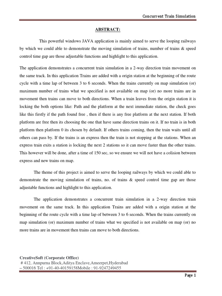 Concurrent Train Simulation Abstract | PDF | Train | Simulation