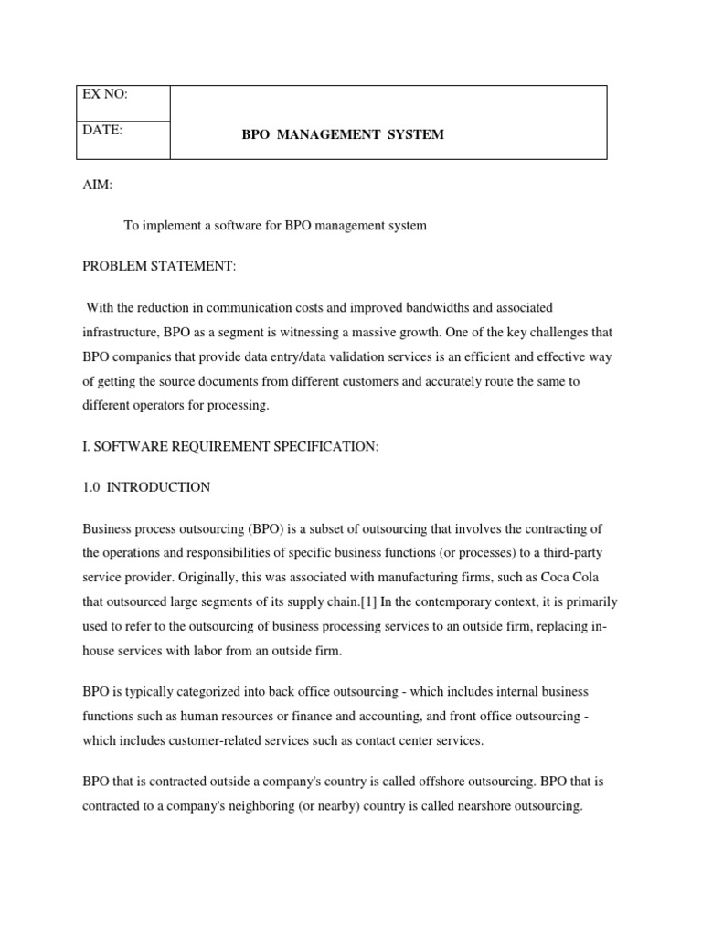 BPO Management System | Class (Computer Programming) | Business Process ...