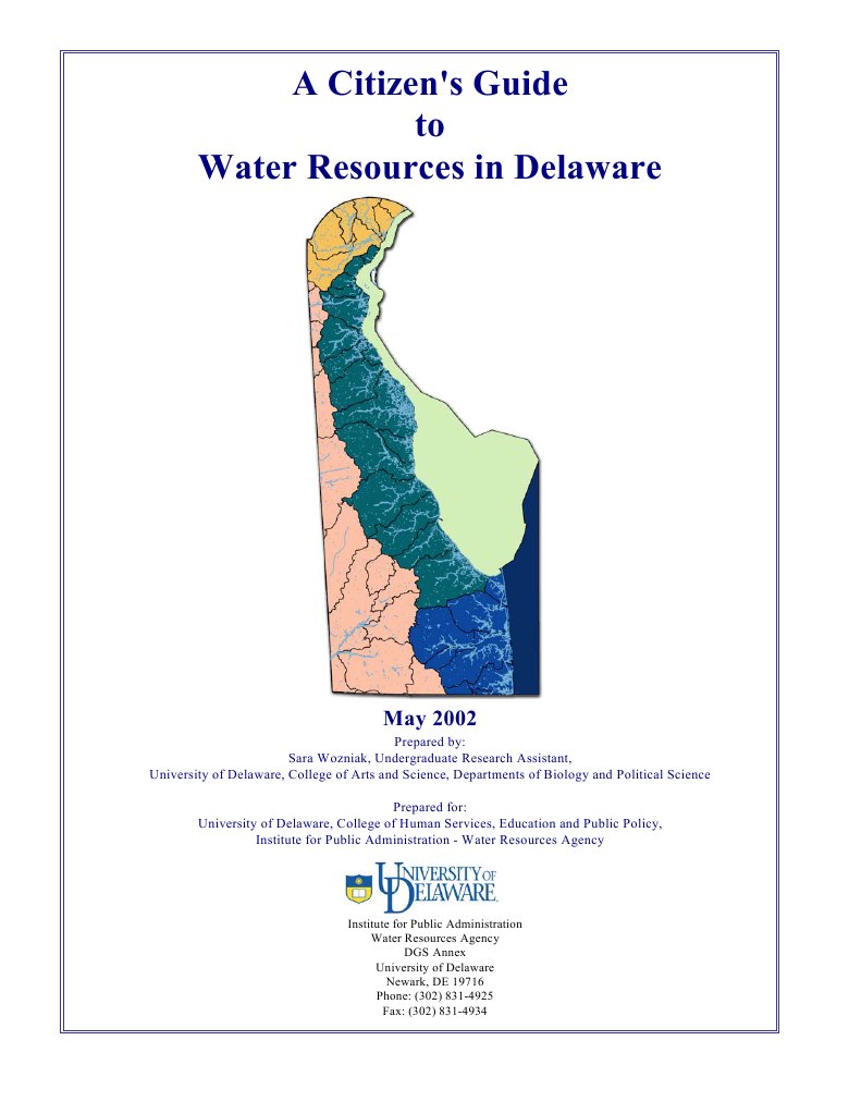 A Citizen's Guide to Water Resources in Delaware | Natural Resources ...