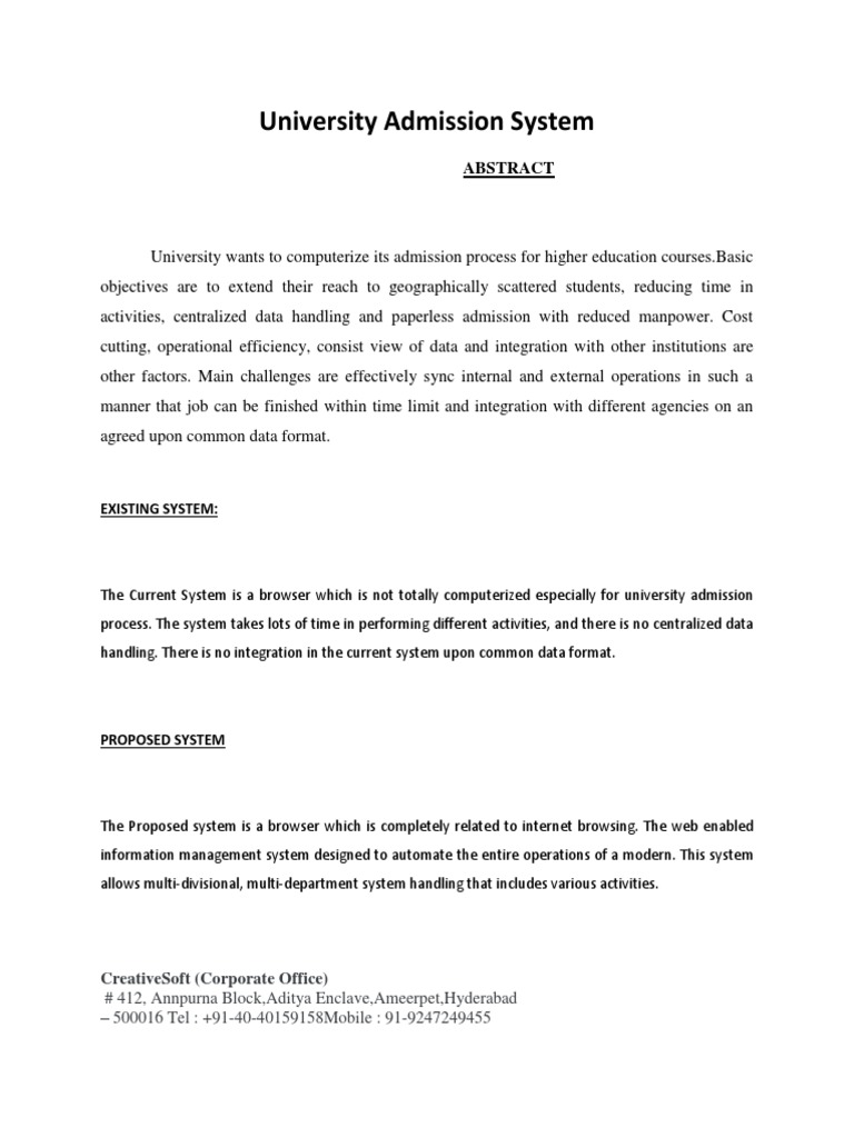 University Admission System Abstract | System Software | Computing ...